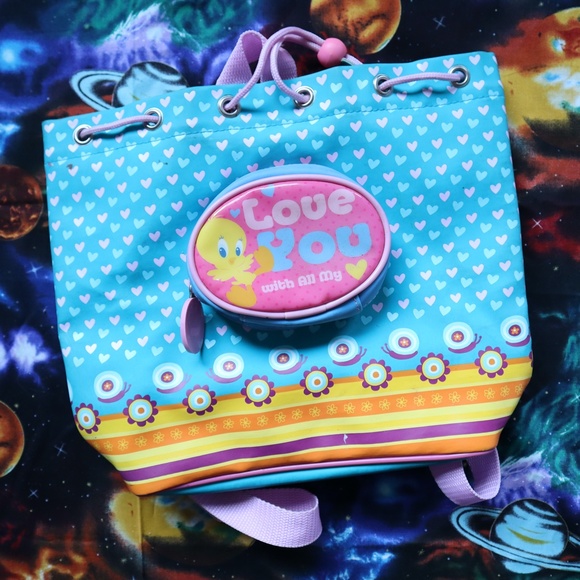 Warner Bros. | Bags | Vtg 9s Looney Tunes Tweety Bird Mini Backpack ...